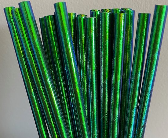 Rietjes stevig Papier (Metallic Green) 25 stuks ( lengte 19.7 cm ) | bol