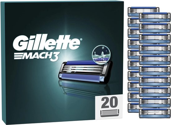 Gillette Mach 3 Scheermesjes - 20 Stuks Navulmesjes - Klassieke gladde ...