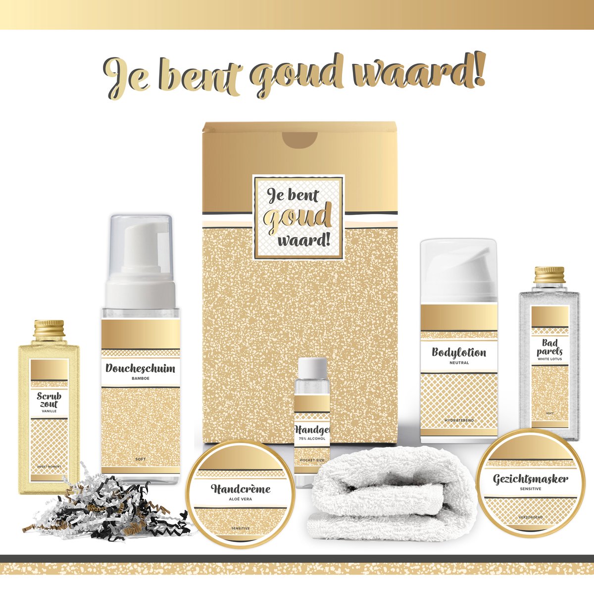 Geschenkset “Je bent goud waard!” - 8 producten - 750 gram | Luxe Cadeaubox voor haar... | bol