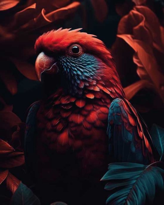 Red Jungle Bird Art Print 40x50cm | Poster | bol.com