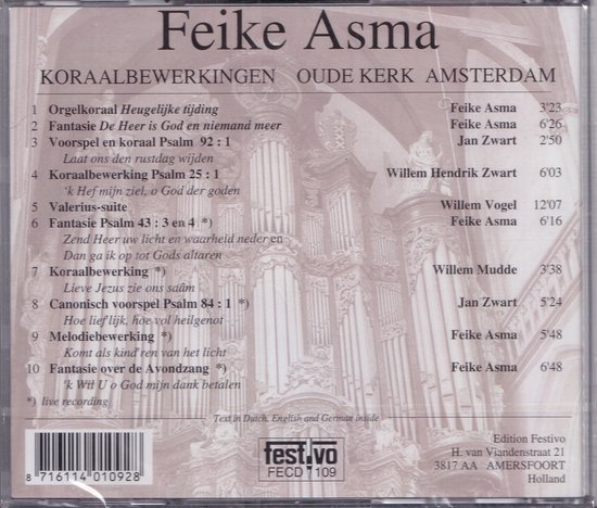 Feike Asma Koraalbewerkingen - Feike Asma bespeelt het orgel van de ...