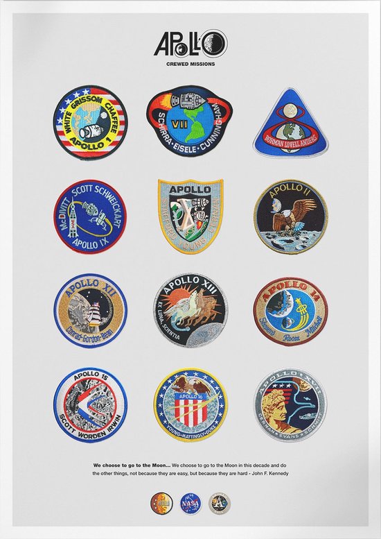 Apollo Crewed Mission Badges | Space, Astronomie & Ruimtevaart Poster ...