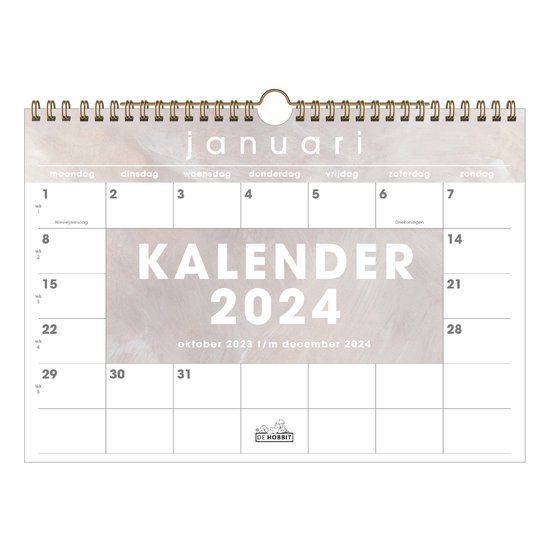 Maandkalender 2024 - BASIC - BEIGE (30cm x 21cm) | bol