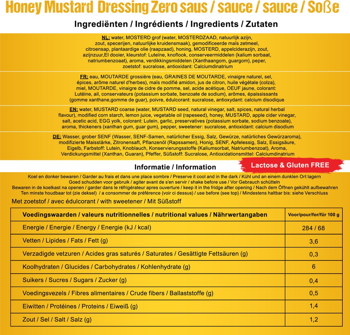 Rabeko Zero Sauce Honingmosterd 2 X 425 Ml Zonder Suiker En Vetarm