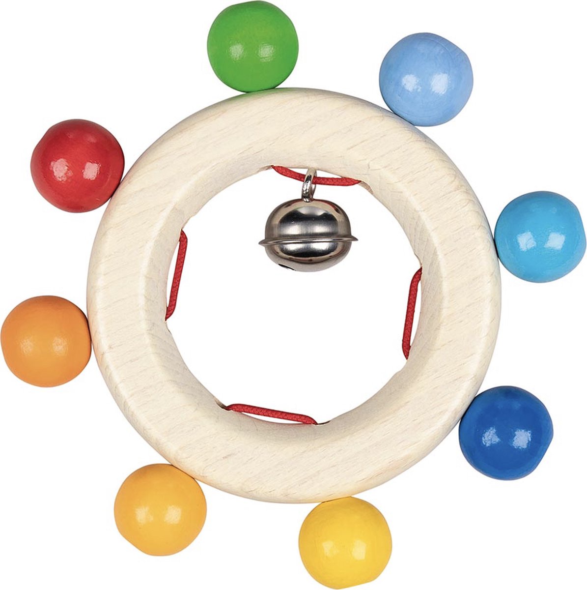 Goki Baby Bijtring: REGENBOOGPARELS 11,5cm, hout , in vensterdoos | bol.