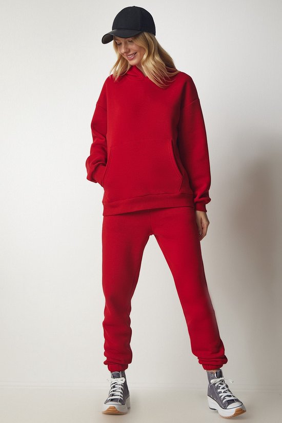 Happiness Istanbul Standaard mouw Kap Rode fleece trainingspak met ...