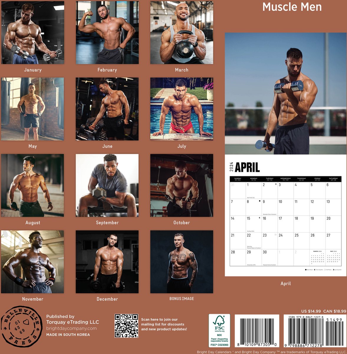 Muscle Men Kalender 2024 | bol.com