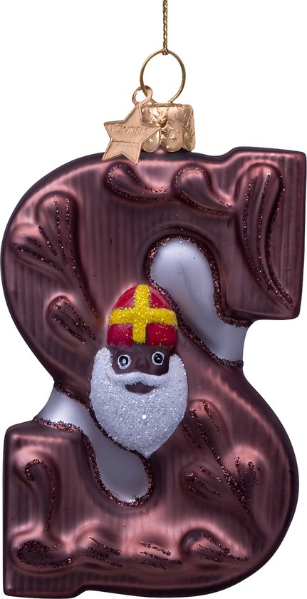 Ornament glass chocolate Sinterklaas letter H9.5cm | bol