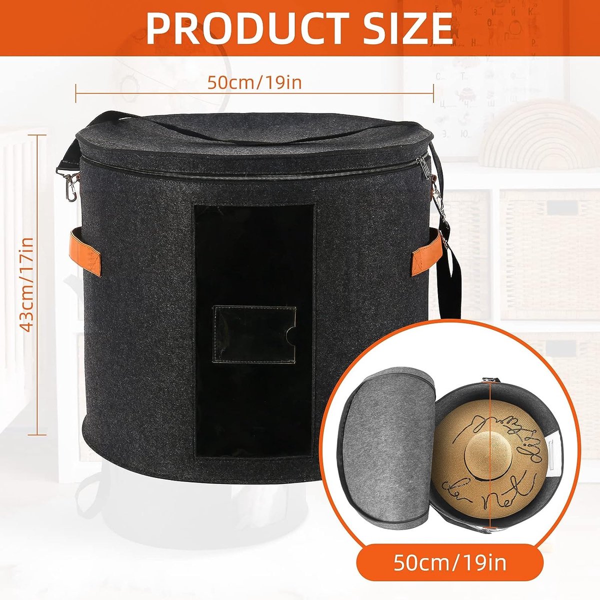 Grote hoedendoos, rond, met deksel, 19 inch, hoed, opbergdozen voor ...