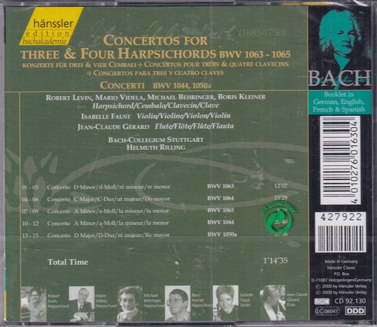 Concertos for three and four Harpsichord, BWV 1063-1065 - Bach ...