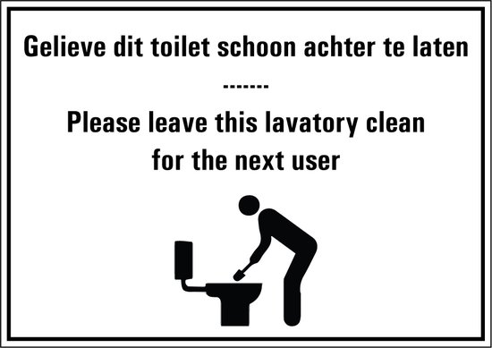Laat het toilet schoon achter tekstbord 210 x 297 mm | bol