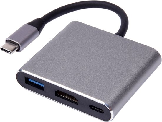 USB-C 3 in 1 adapter Hub - 4K HDMI - USB 3.0 - Grijs- Provium | bol