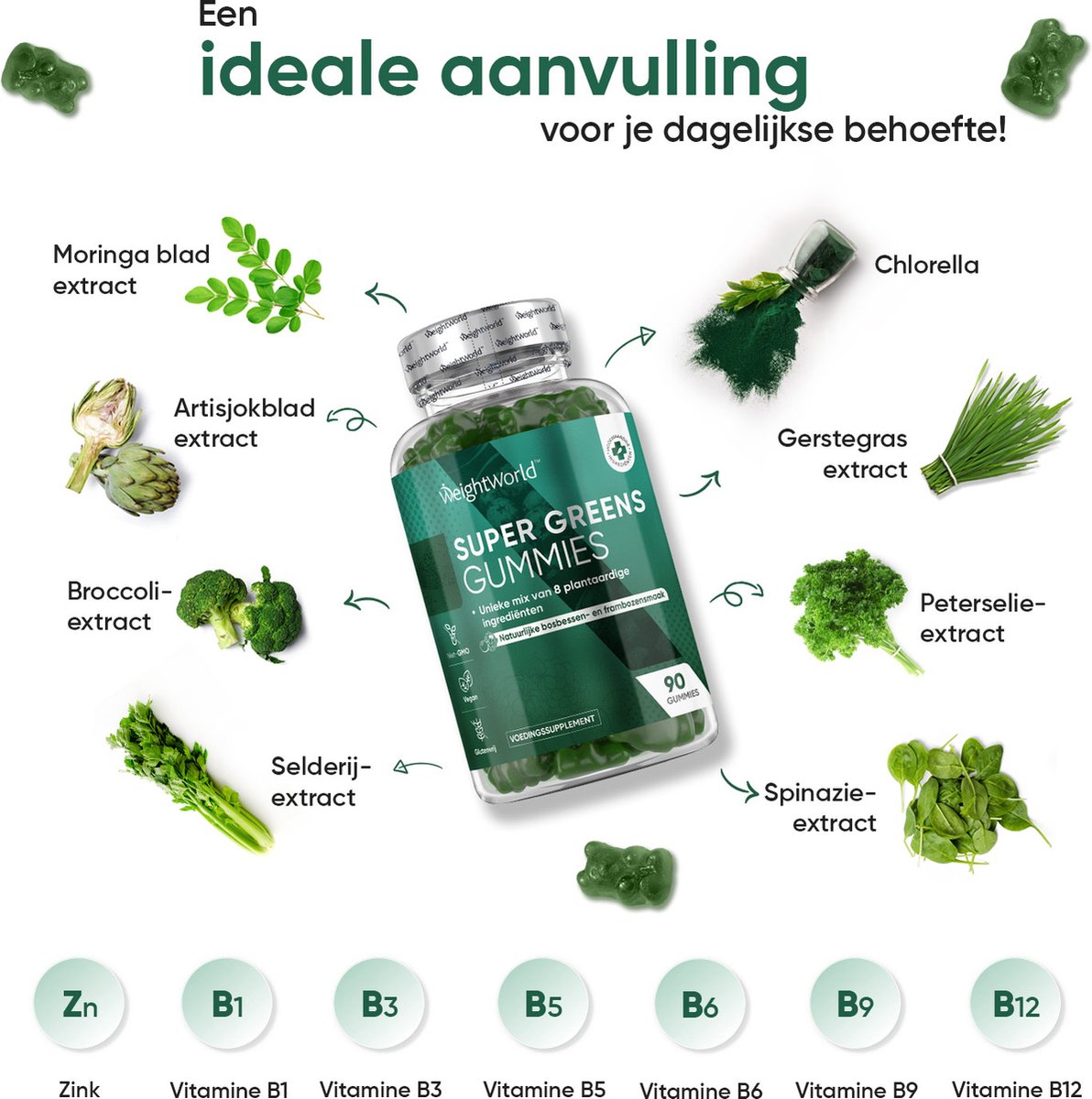 WeightWorld Supergreen Gummies - 8 krachtige superfoods met vitamines ...