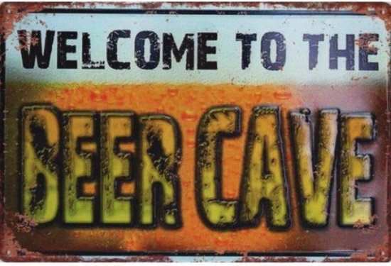 Metalen wandbord Welcome to the Beer cave Bier - 20 x 30 cm | bol.com