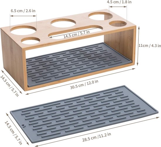 Flessenhouder, glazen flessenhouder met siliconen afdruipmat en ...