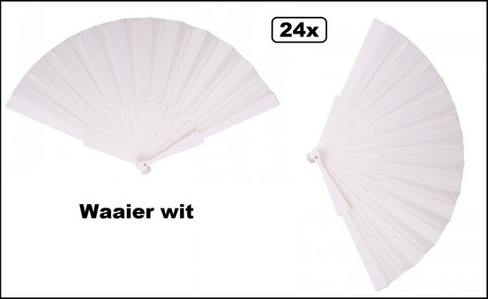 24x Waaier wit - Verjaardag huwelijk gala uitdeel Carnaval optocht ...