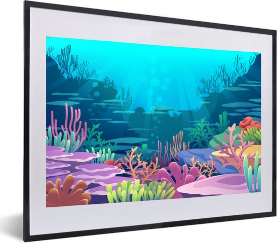 Fotolijst incl. Poster - Zee - Koraal - Onderwaterwereld - Illustratie ...