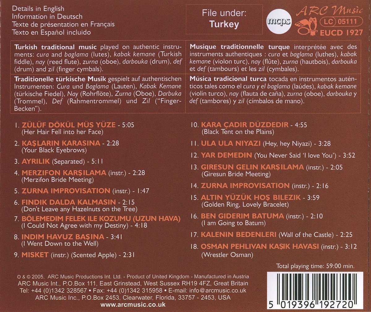 Ensemble Huseyin Turkmenler - Traditional Songs From Turkey (CD ...