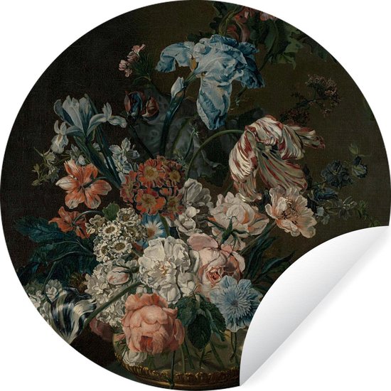 WallCircle - Muurstickers - Behangcirkel - Stilleven met bloemen - Schilderij van... | bol.com
