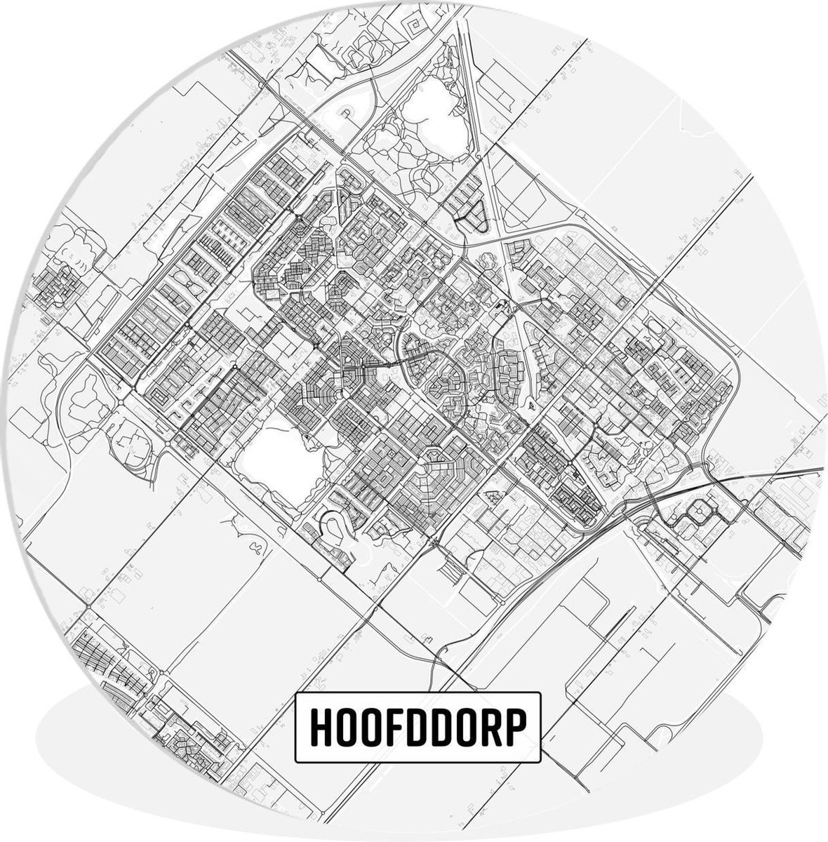 Plan de la ville Hoofddorp Assiette en plastique cercle mural - Carte ...