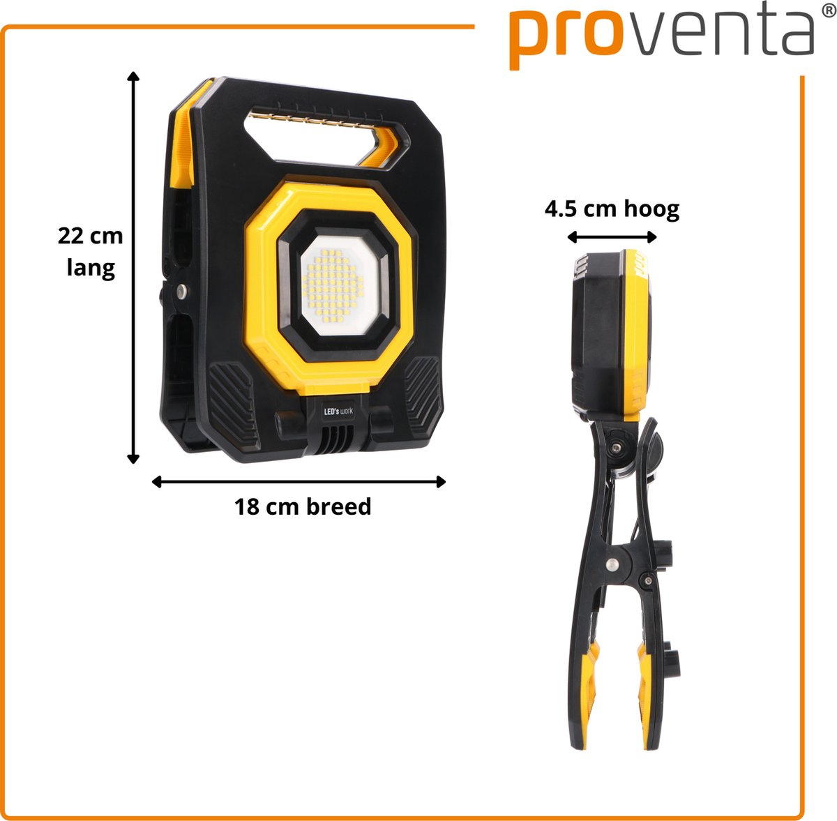 LED.NL ® EasyMount Oplaadbare LED Bouwlamp met steiger klem - IP54 ...
