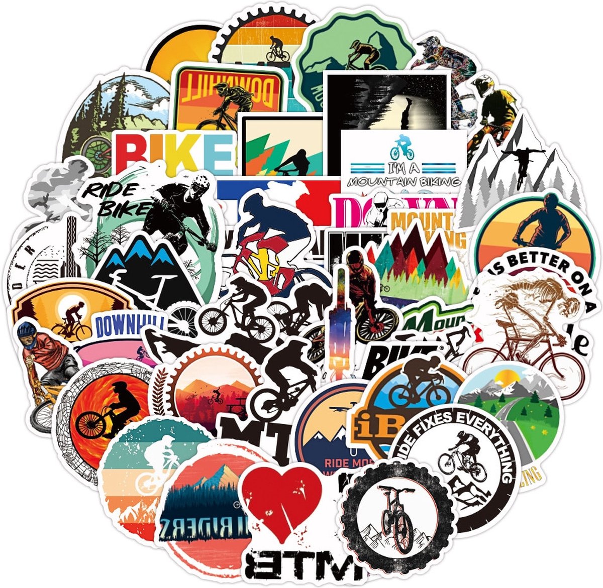 Mountainbike Stickers | Fiets Stickers | Wielrennen - 50 Stickers Voor ...