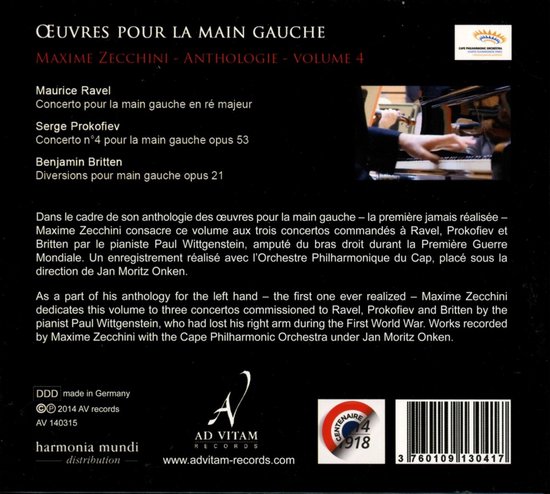 Maxime Zecchini - Oeuvres Pour La Main Gauche Vol.4 (CD), Maxime Zecchini | CD (album)... | bol