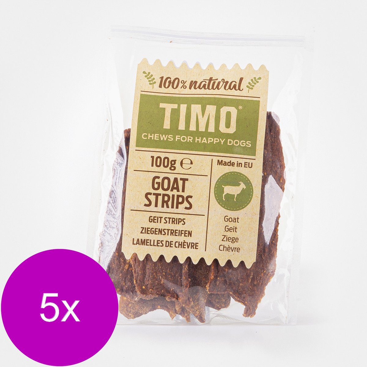 Timo Strips 100 g - Hondensnacks - 5 x Geit | bol