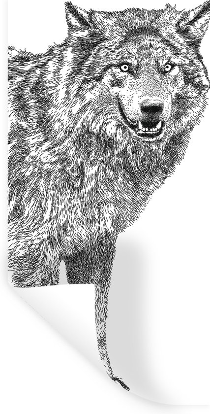Muurstickers - Sticker Folie - Wolf - Wit - Schets - 80x160 cm ...