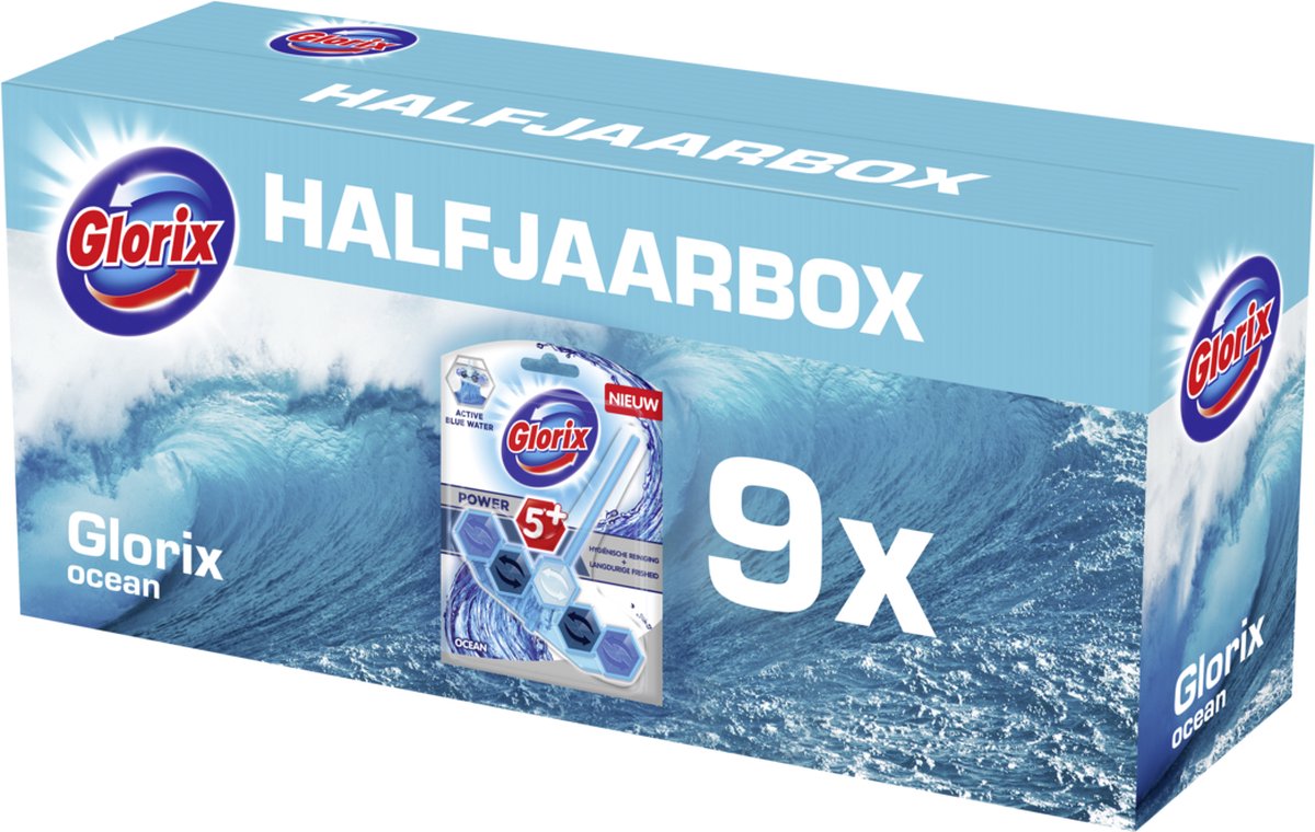 Glorix Power 5 WC Blokjes - Ocean - 9 stuks - Halfjaarbox ...