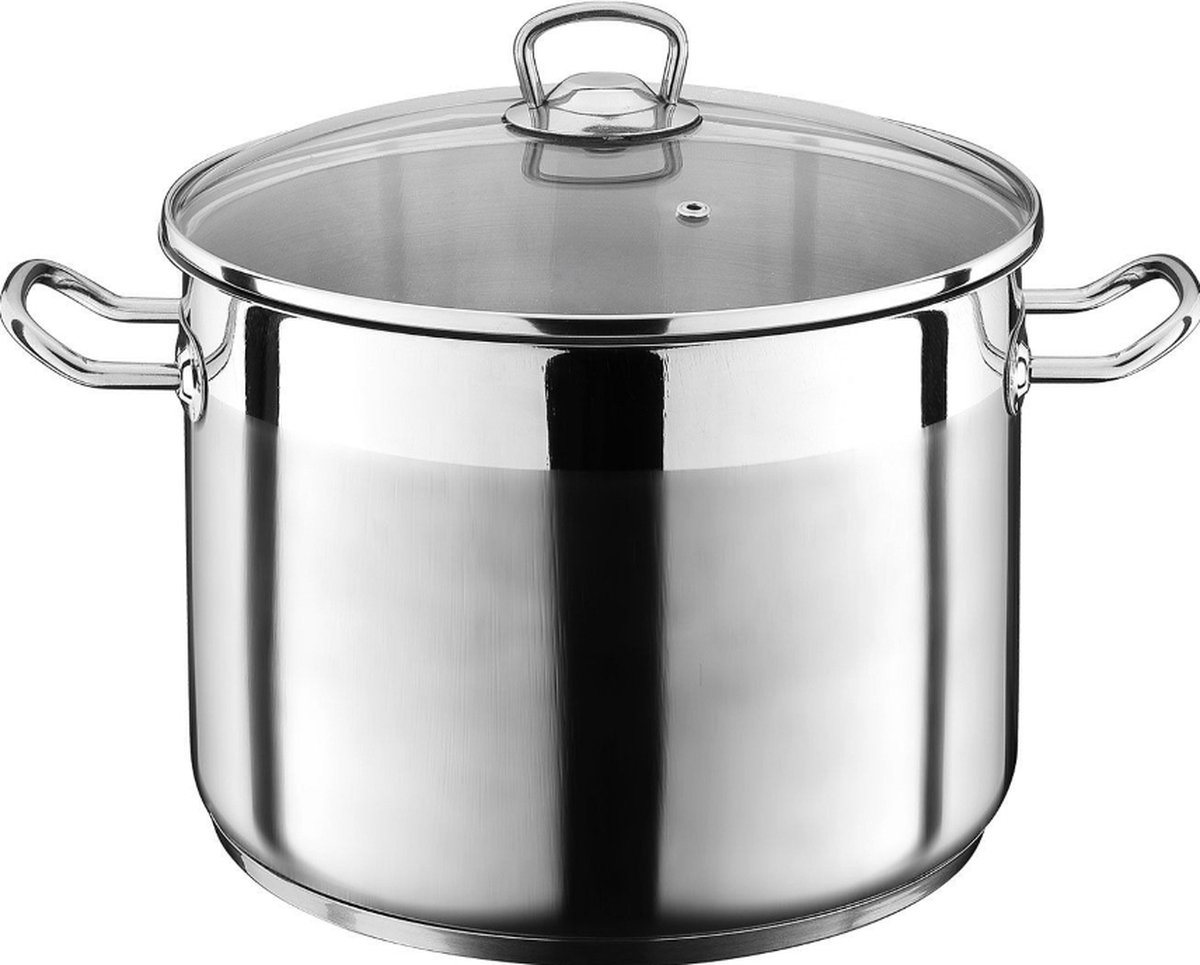 GSW Kookpan 20L Professionele Jumbo pan met glazen deksel - roestvrij ...