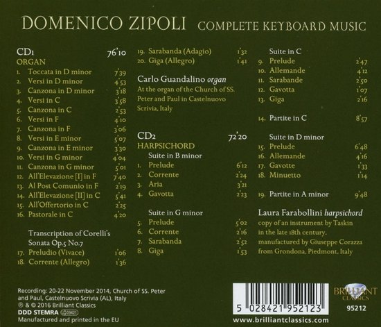 Zipoli: Complete Keyboard Music, Carlo Guandalino | Muziek | bol