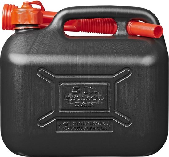 Jerrycan - Benzine - Kunststof - 5 Liter - Met flexibele tuit + anti ...