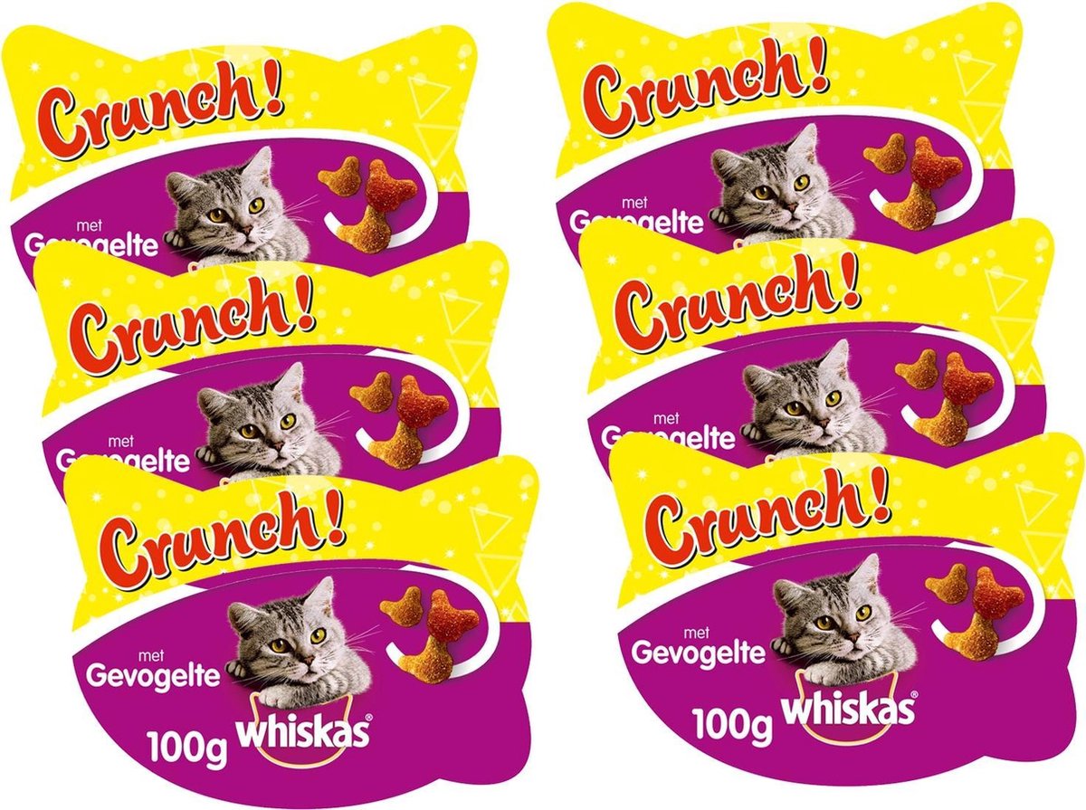 Whiskas Crunch - Snack pour chat - 6 x Dinde au poulet 100 g | bol.com
