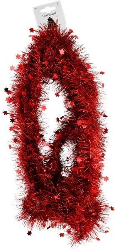 Kerstslinger met sterren - Rood - Kunststof - 270 cm x 90 mm - Set van ...