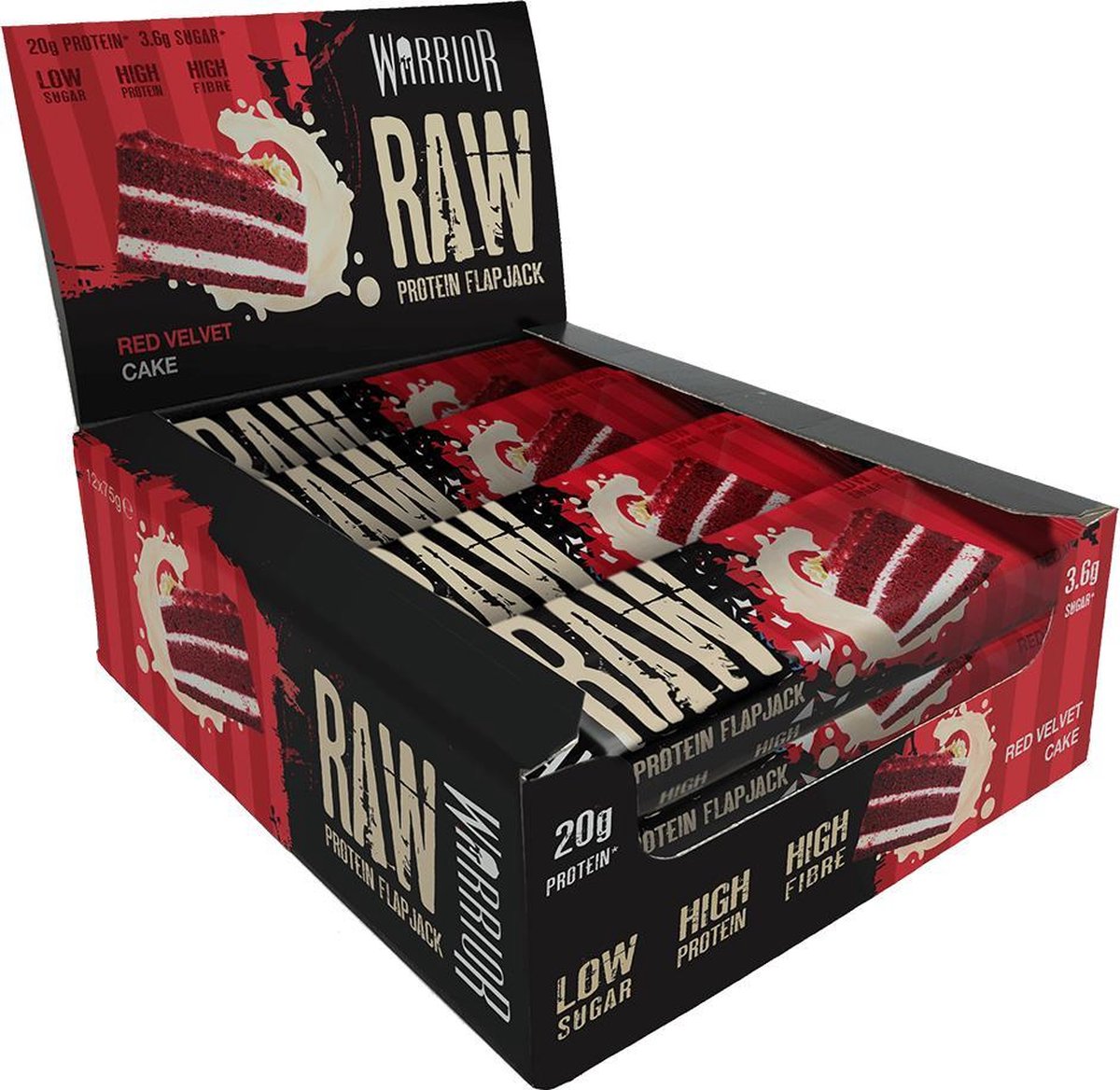 Warrior Raw Protein Flapjack - Red Velvet - Barres Protéinées | bol.com