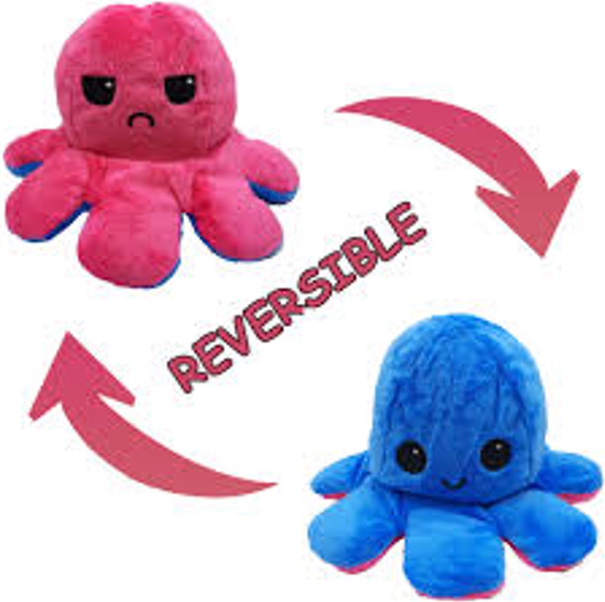 Octopus Knuffel - Pluche Mood Octopus Blauw - Paars - Omkeerbare ...