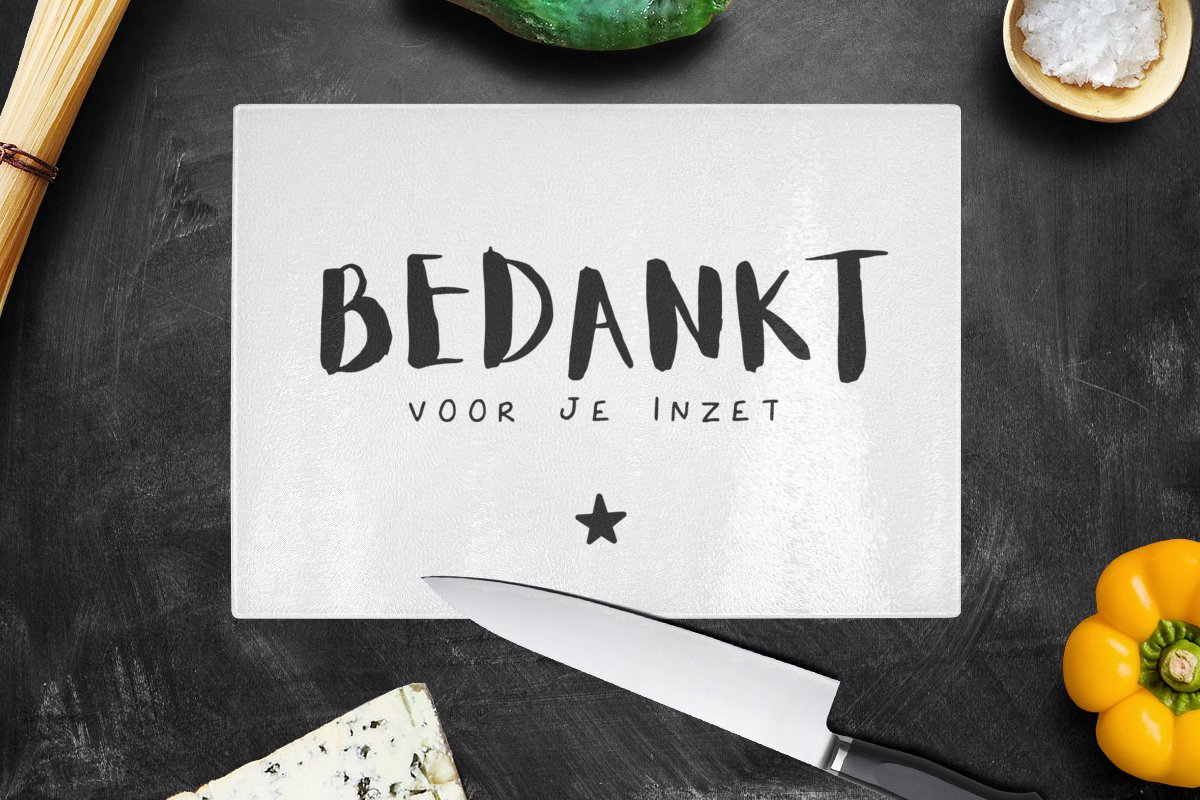 Glazen Snijplank - 28x20 - Collega - Bedankt voor je inzet - Quotes ...