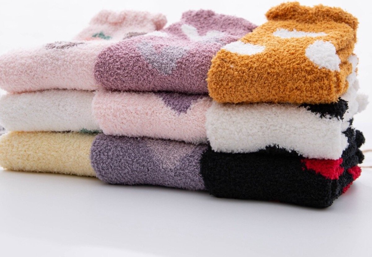 Fluffy Sokken dames - 6 paar - winterbox - huissokken - dikke sokken ...
