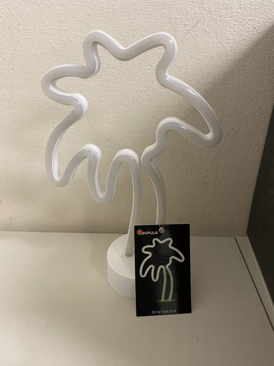 LED palmboom met neon licht - groen neon licht - hoogte 29.5 x 20 x 8.5 ...