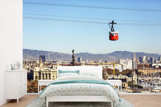 Behang - Fotobehang Barcelona - Kabelbaan - Berg - Breedte 420 cm x ...
