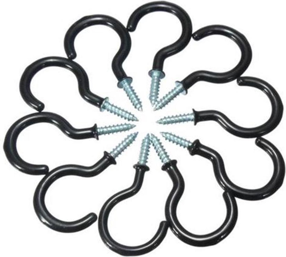 FSW-Products - 10 Stuks - Schroefhaken - Schroef haak - RVS - Zwart ...
