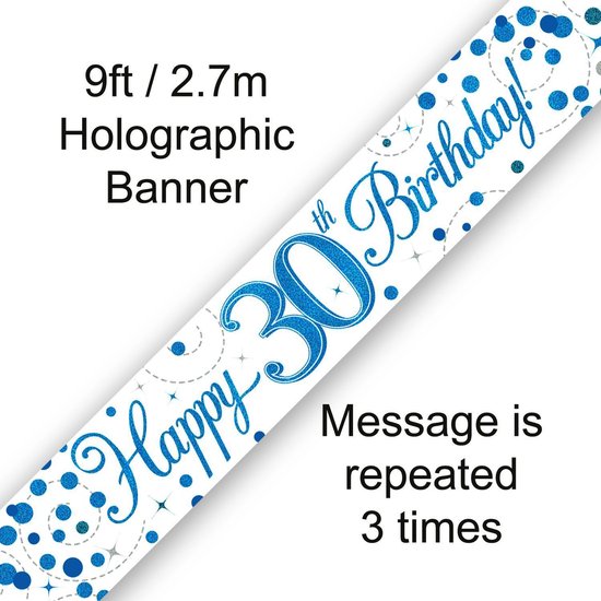 Banner Happy 30 Birthday Blue Holographic | bol.com