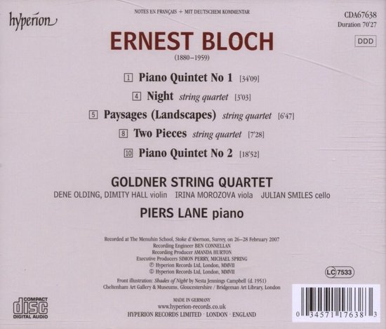 Goldner String Quartet/Lane - Piano Quintets (CD), Piers Lane | CD (album) | Muziek | bol