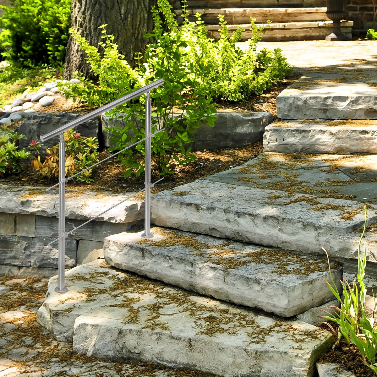 Relaxdays trapleuning rvs - leuning voor binnen en buiten - zilver ...