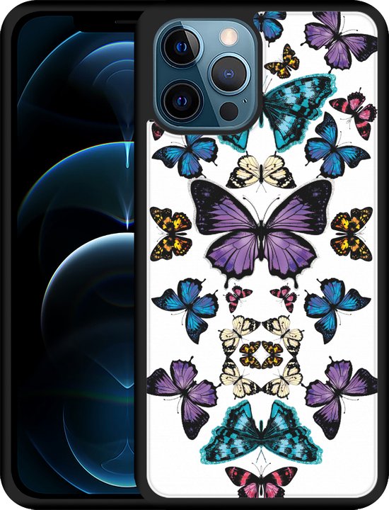 iPhone 12 Pro Max Hoesje - Design op Glas - Vlinder Symmetrie ...
