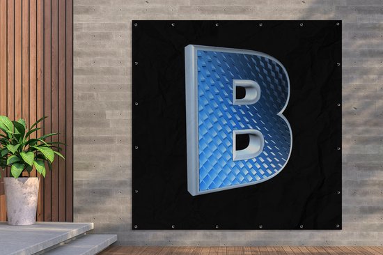 Tuin poster Hoofdletter B in het blauw op zwarte achtergrond - 200x200 ...