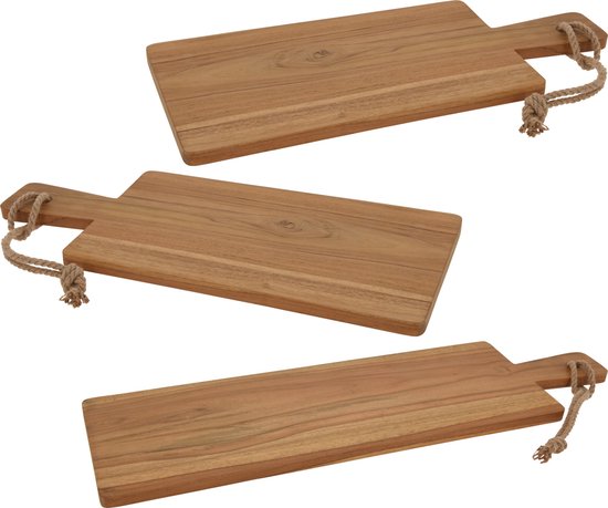 Excellent Houseware Serveerplank teak hout 49x20x2cm (1 stuk) assorti ...