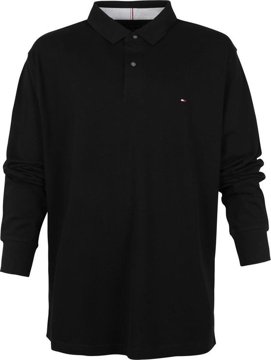 Tommy Hilfiger Big And Tall Long Sleeve Poloshirt Zwart Maat 4xl