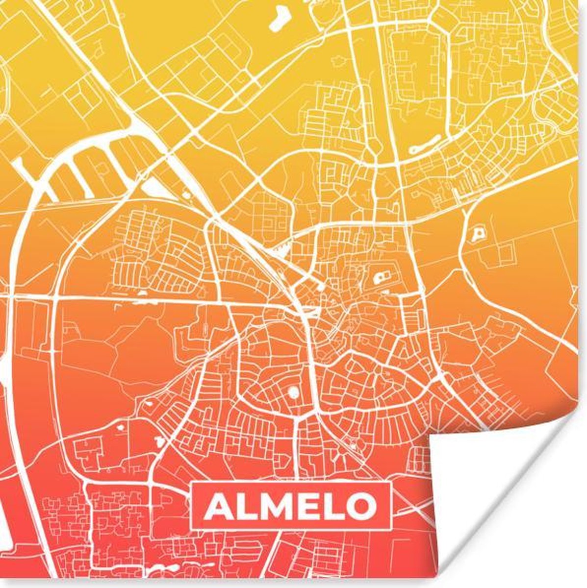 Poster Stadskaart - Almelo - Nederland - Oranje - 30x30 cm ...